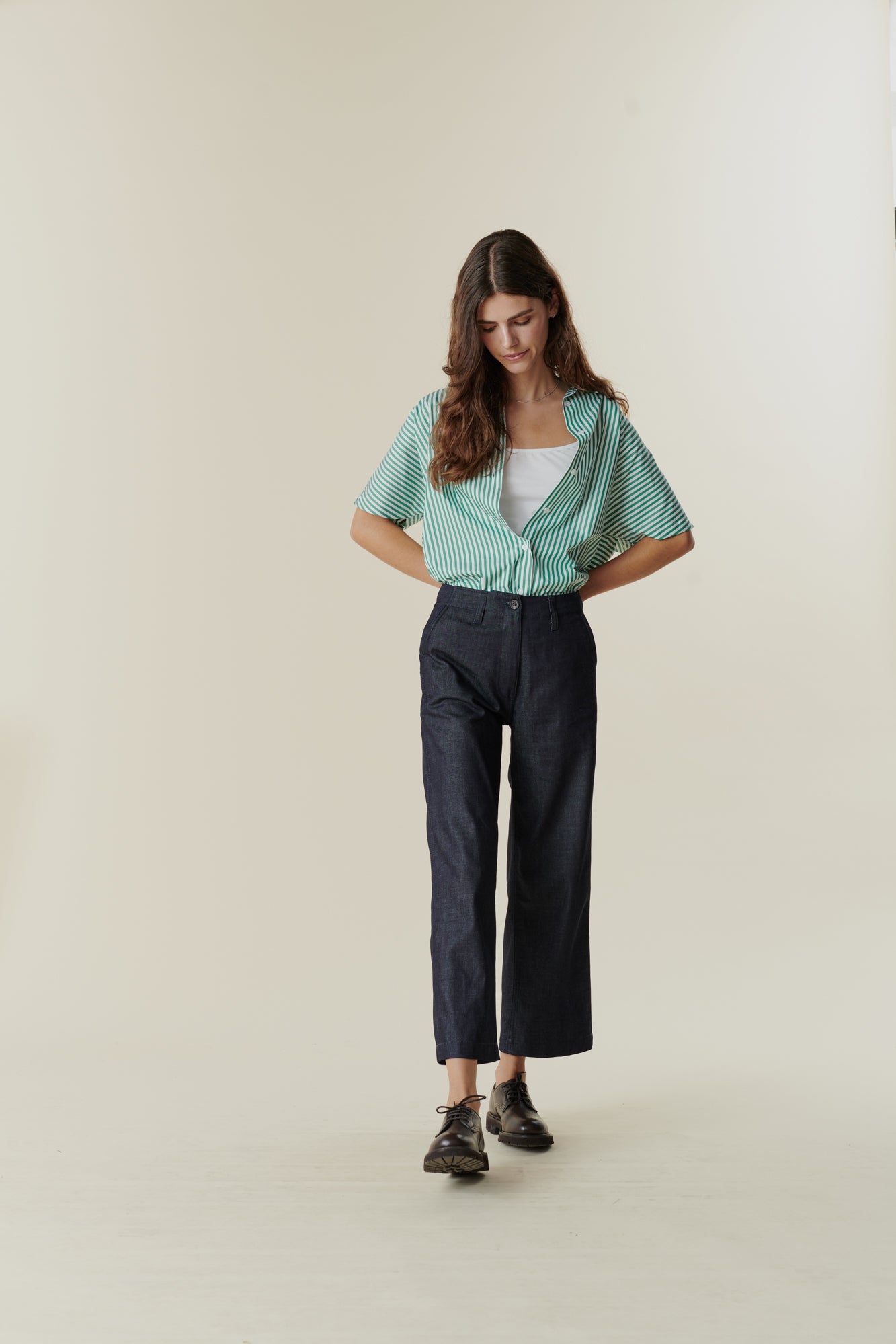 Women's Cropped Work Trousers - Denim - Community Clothing