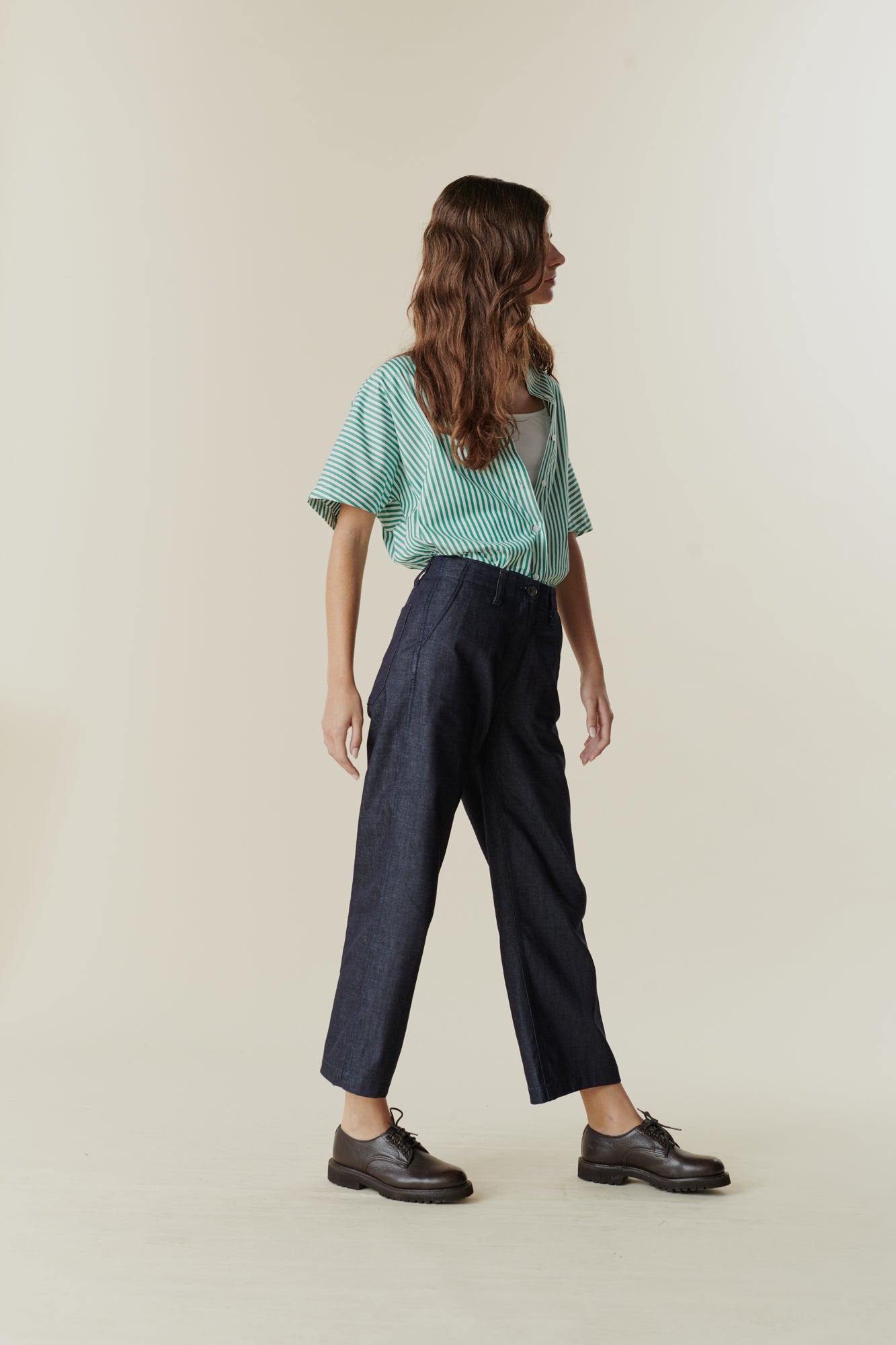 Women's Cropped Work Trousers - Denim - Community Clothing