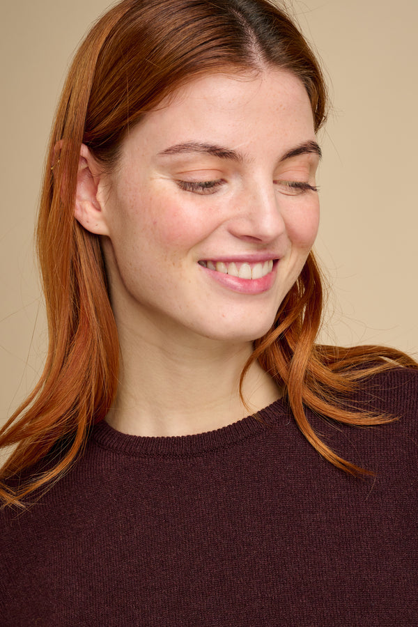 Women's Lambswool Crew Neck - Chocolate - Community Clothing