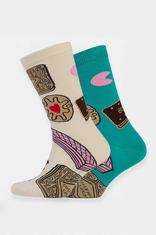 Graphic Cotton Sock 2 Pack - Biscuits - Community Clothing
