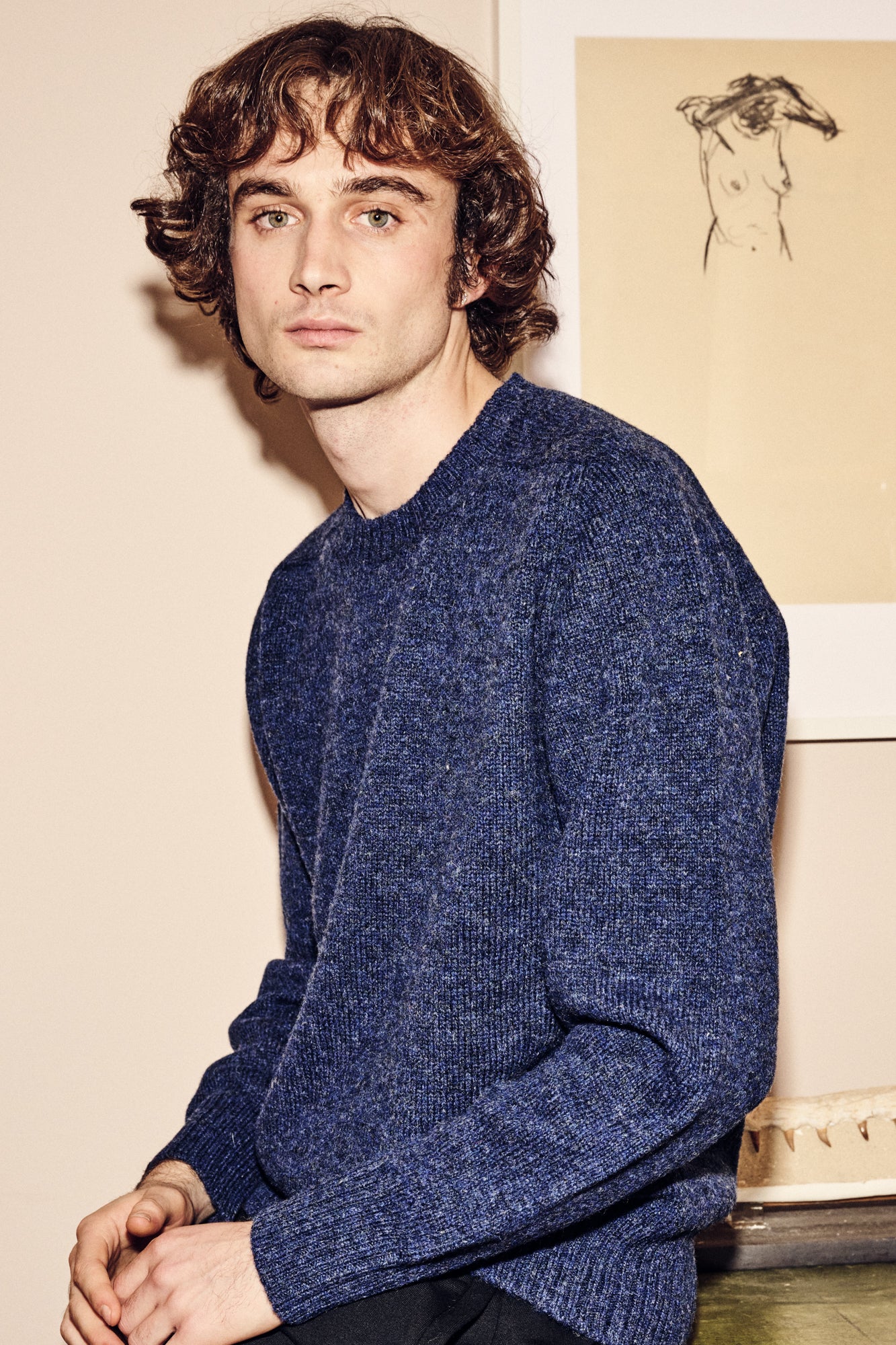 Men's Shetland Jumper - Denim Dark - Community Clothing